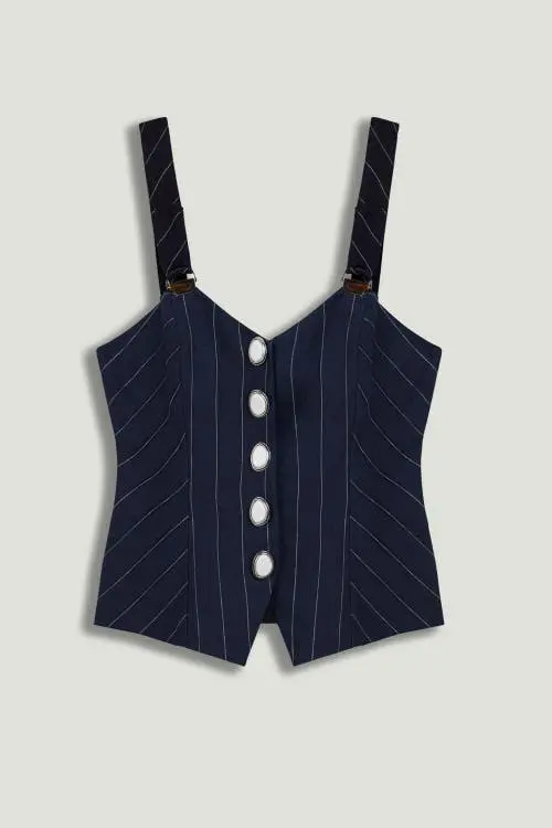 NOCTURNE Pinstripe Corset Bustier Top
