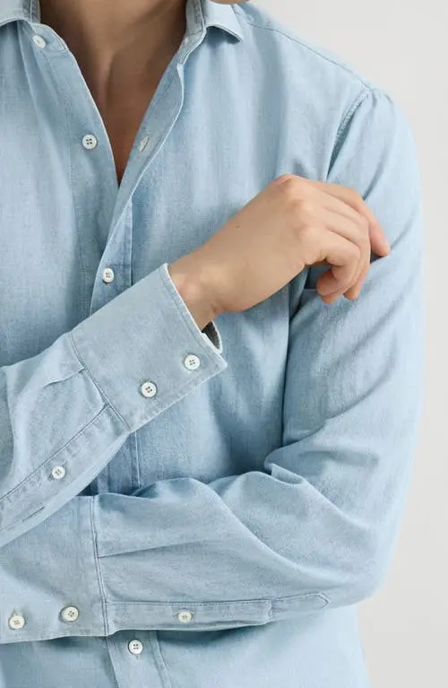 Brunello Cucinelli Denim-effect Chambray Shirt With Spread Collar