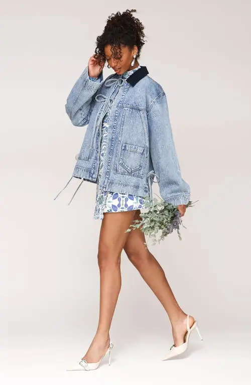 Avec Les Filles Oversized Denim Chore Jacket With Corduroy Collar