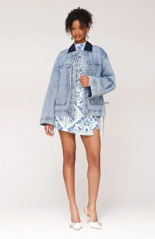 Avec Les Filles Oversized Denim Chore Jacket With Corduroy Collar