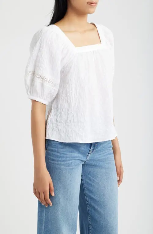 Bobeau Lace Trim Top