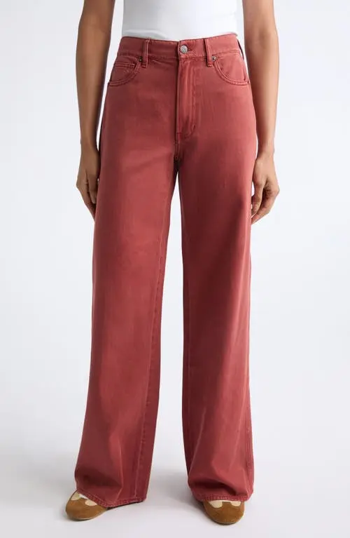 Veronica Beard Kasey Mid Rise Wide Leg Jeans - Rust