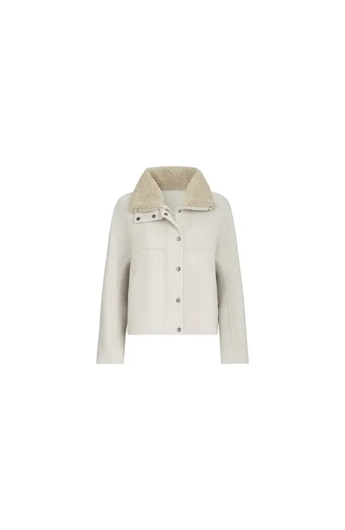 Brunello Cucinelli Hand-crafted Virgin Wool And Cashmere Double Cloth Jacket With Detachable Shearling Collar - Ivory
