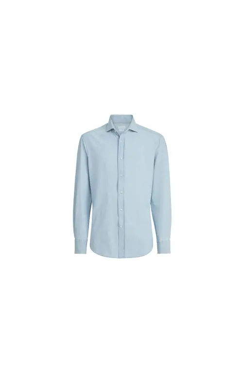 Brunello Cucinelli Denim-effect Chambray Shirt With Spread Collar