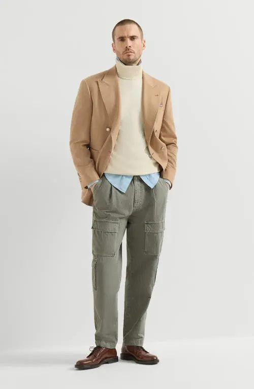 Brunello Cucinelli Denim-effect Chambray Shirt With Spread Collar