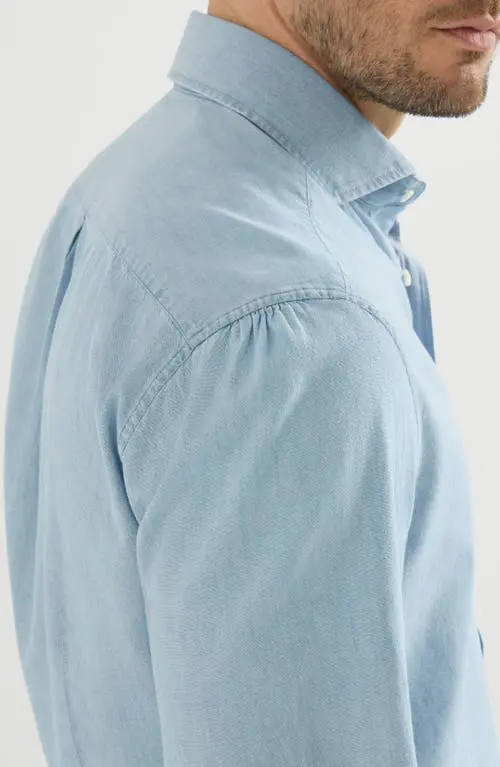 Brunello Cucinelli Denim-effect Chambray Shirt With Spread Collar