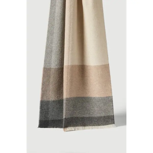 Brunello Cucinelli Wool And Cashmere Checked Twill Scarf - Beige