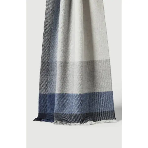 Brunello Cucinelli Wool And Cashmere Checked Twill Scarf - Grey
