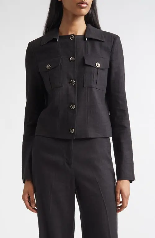 St. John Linen Blend Twill Jacket