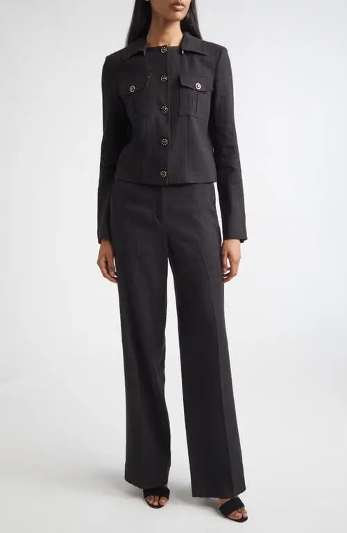 St. John Linen Blend Twill Jacket