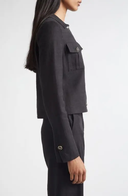 St. John Linen Blend Twill Jacket