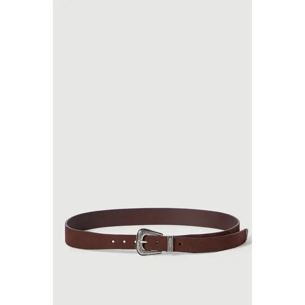 Brunello Cucinelli Reversed Leather Belt With Tip - Brown