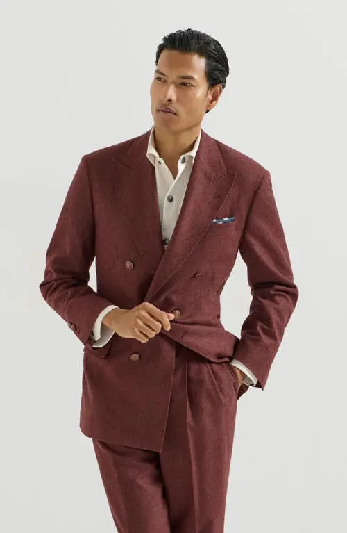 Brunello Cucinelli Virgin Wool And Cashmere Flannel Cavallo Tailor Blazer - Burned