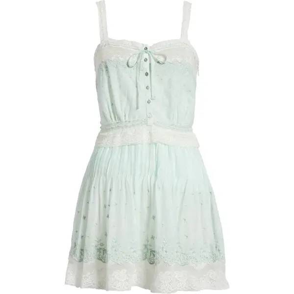LoveShackFancy Hadlee Lace Minidress - Eau De Nil