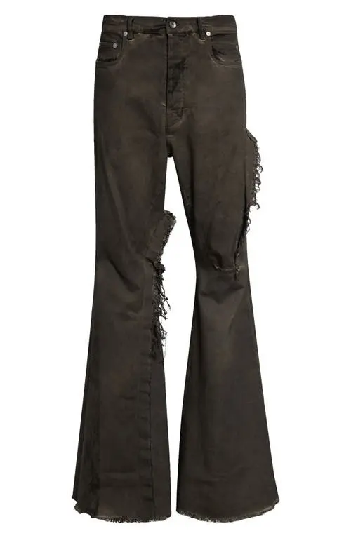 Rick Owens Bolan Distressed Bootcut Jeans - Dust Combo