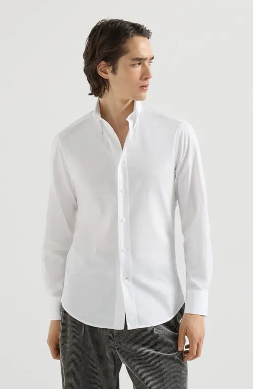Brunello Cucinelli Twill Shirt With Button-down Collar