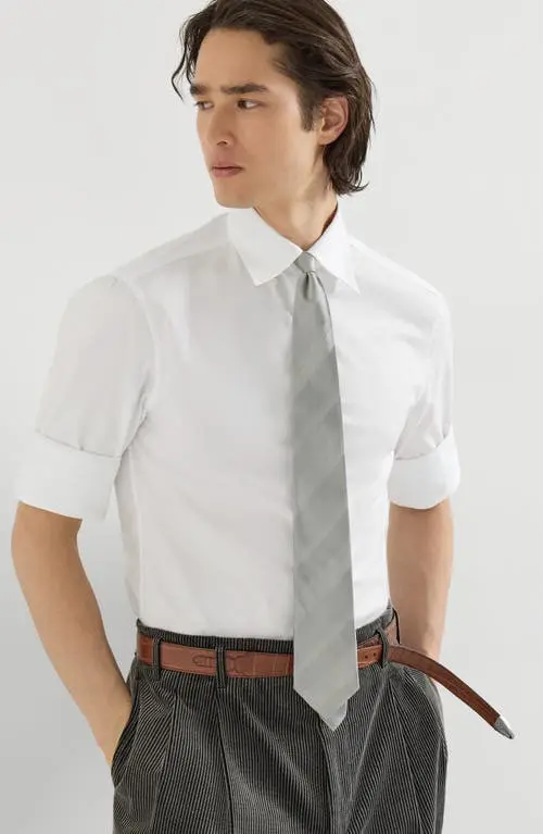 Brunello Cucinelli Twill Shirt With Button-down Collar