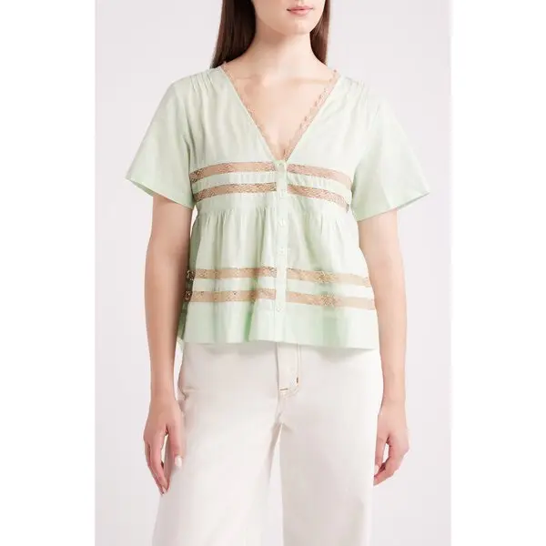 DAMSON MADDER Tilda Lace Organic Cotton Top - Mint