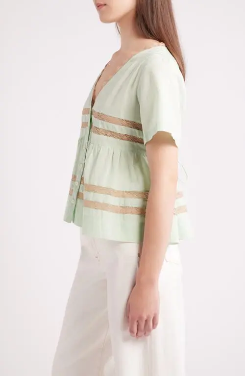 DAMSON MADDER Tilda Lace Organic Cotton Peplum Top