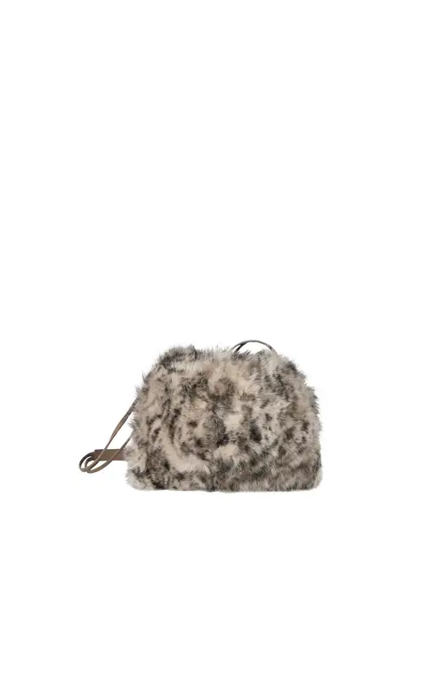 Brunello Cucinelli Lynx-effect Shearling Pouch Bag With Monili