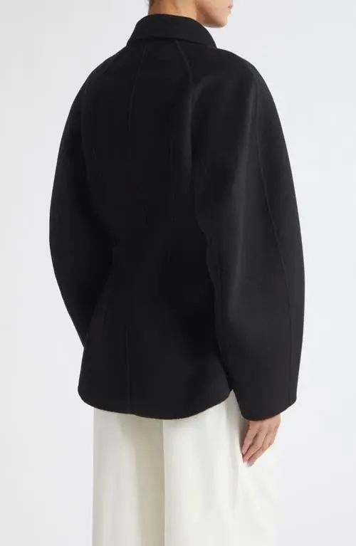 RÓHE Double Faced Wool & Cashmere Sculptural Jacket - Black