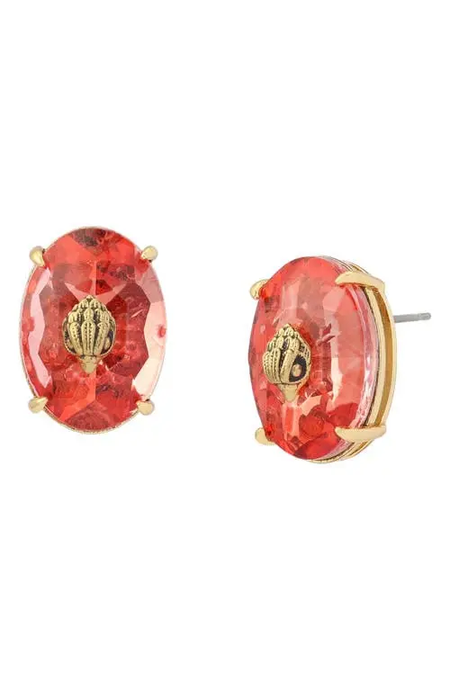Kurt Geiger Oval Gemstone Eagle Stud Earrings - Pink Multi