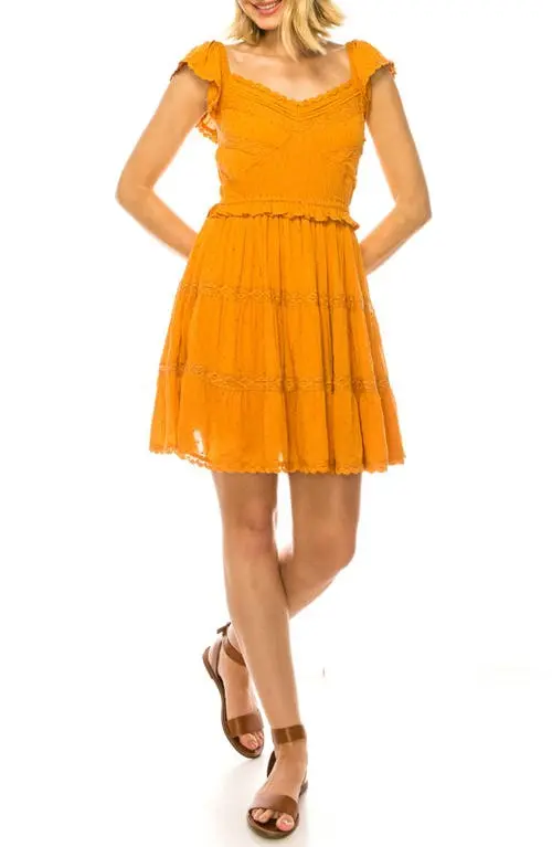 A COLLECTIVE STORY Crochet Trim Flutter Sleeve Minidress - Topaz