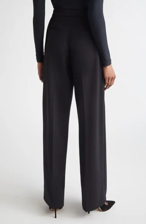 St. John Stretch Linen Blend Twill Wide Leg Pants