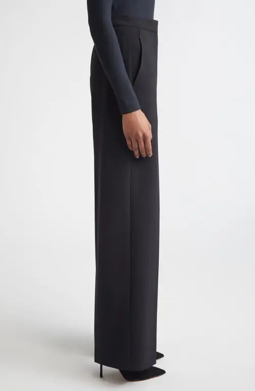 St. John Stretch Linen Blend Twill Wide Leg Pants