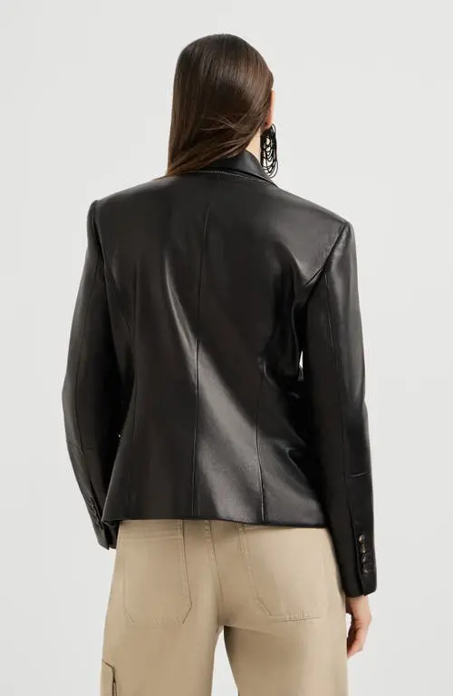 Brunello Cucinelli Nappa Leather Blazer With Monili