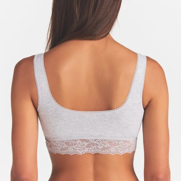 SKIMS Lace Scoop Bralette | Grey | | Lightweight Cotton