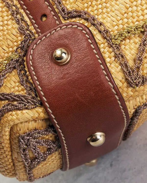 FWRD RENEW Gucci Raffia Pelham Embroidered Hobo Bag