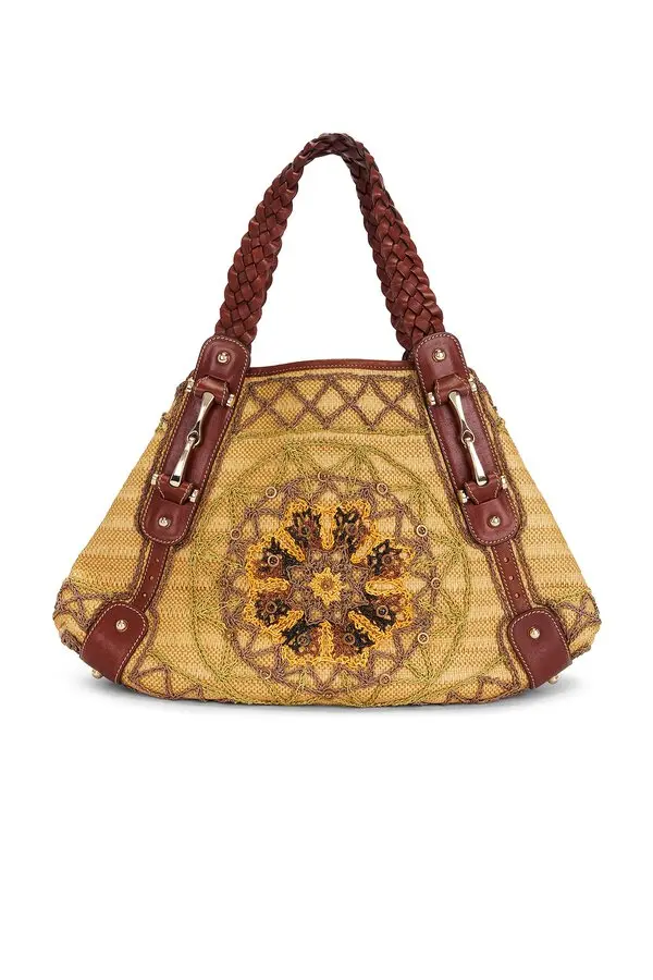 Gucci Raffia Pelham Embroidered Hobo Bag - Neutral
