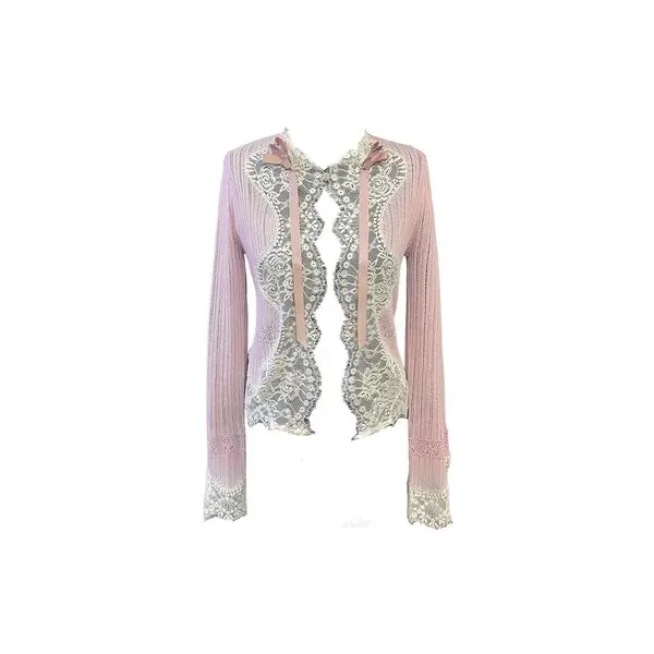 Anna Sui Lingerie Lace Knits Cardigan Blush - Pink