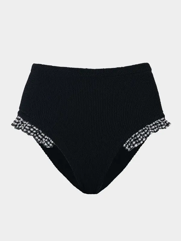 Hunza G High Waist Bikini Bottom - Black Gingham