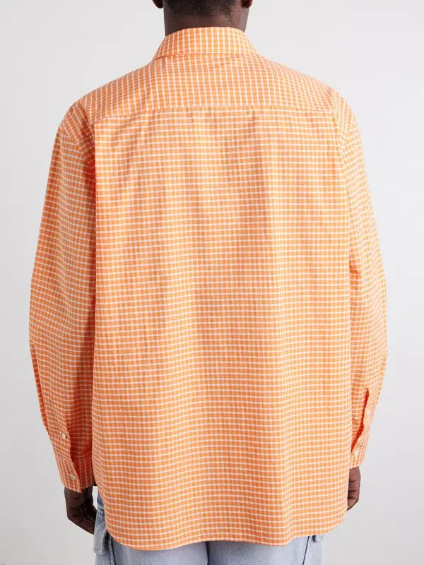 Loewe Paula's Ibiza Anagram-embroidered Checked Cotton-poplin Shirt - Orange