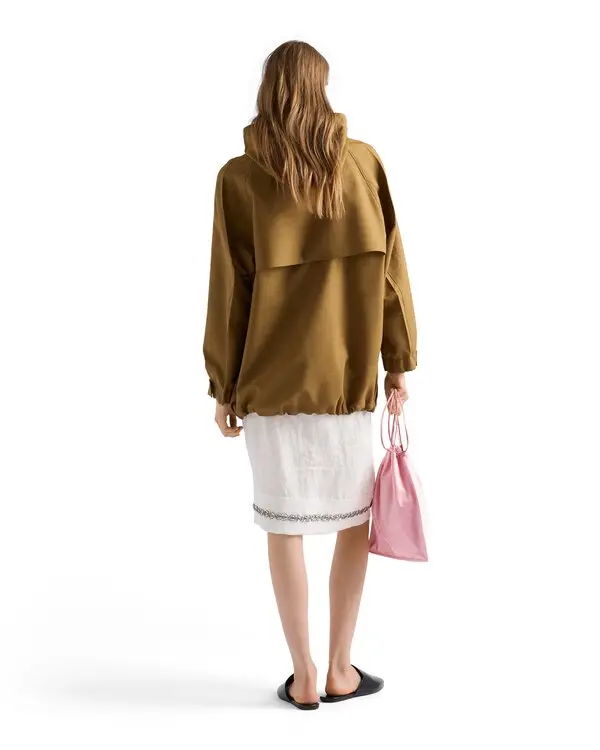 Prada Embroidered Slubbed Fabric Skirt