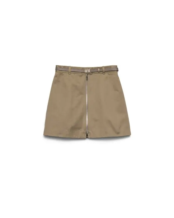 Prada Chino Mini Skirt With Zipper Detail