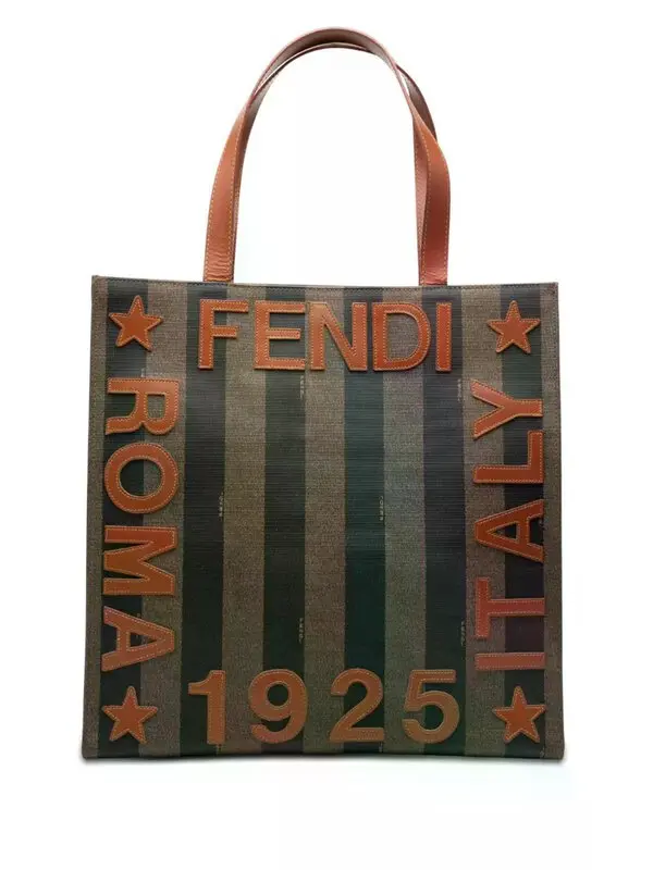 Fendi 20th Century Pequin Coated Canvas Logo Tote Bag - Brown
