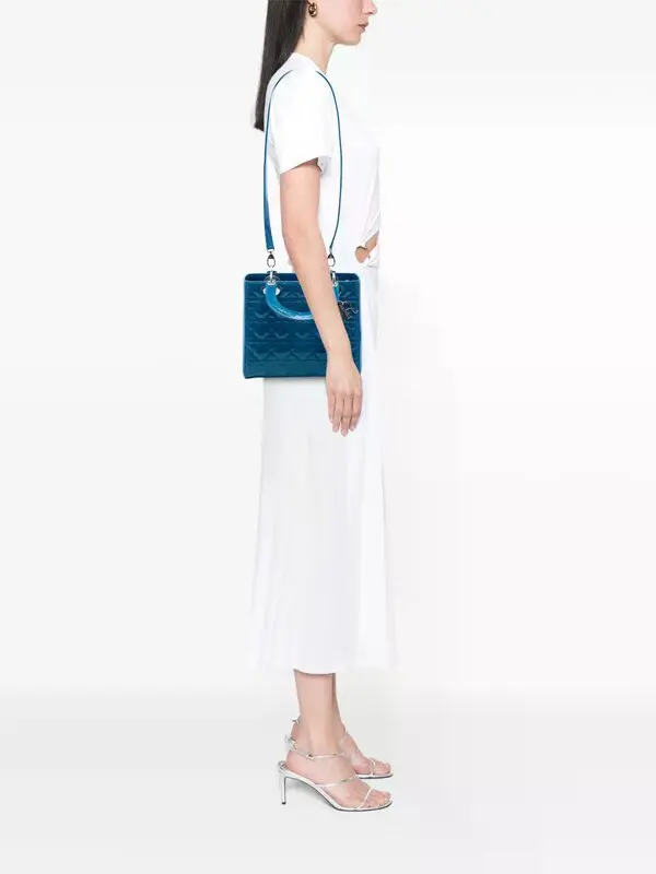 Dior 2015 Medium Patent Cannage Lady Satchel - Blue