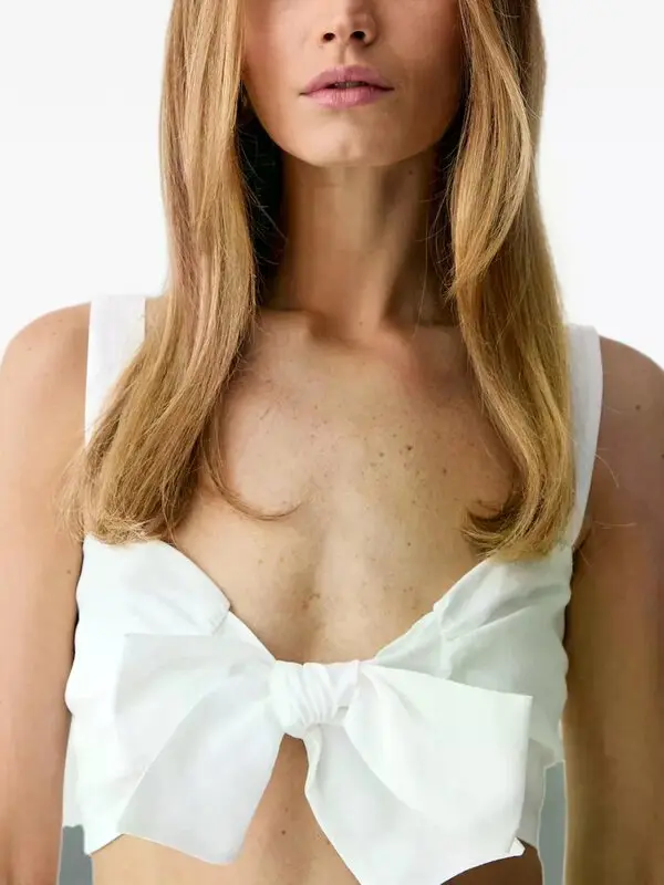 VICOLO Bow-detail Shirred Top