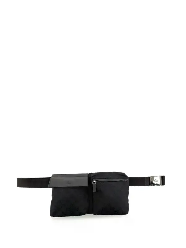 Gucci 2000-2015 Gg Canvas Double Pocket Belt Bag - Black