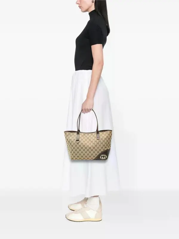 Gucci 2000-2015 Gg Canvas New Britt Tote Bag - Neutrals