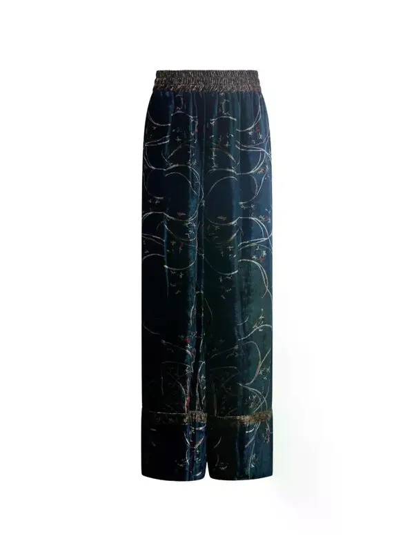 PIERRE-LOUIS MASCIA Floral-print Trousers - Blue