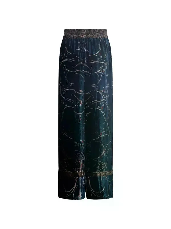 PIERRE-LOUIS MASCIA Kanada Floral-print Velvet Palazzo Pants - Blue