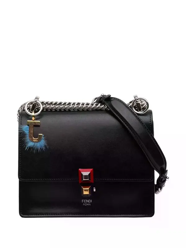 Fendi 2010-2026 Small Leather Kan I Crossbody Bag - Black