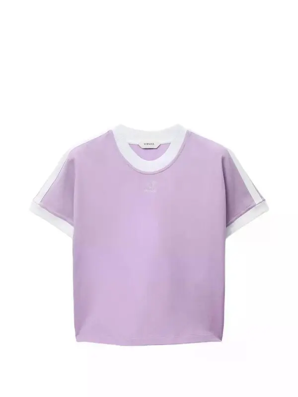 Versace Embroidered-logo Stretch Cotton-jersey T-shirt - Purple