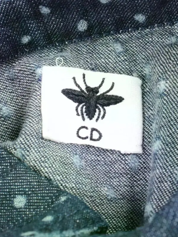Dior 2010s Bee Embroidered Dot-pattern Denim Shirt