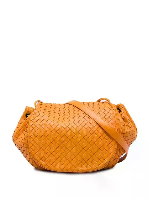 Bottega Veneta 2012-2026 Nappa Intrecciato Flap Crossbody Bag - Orange