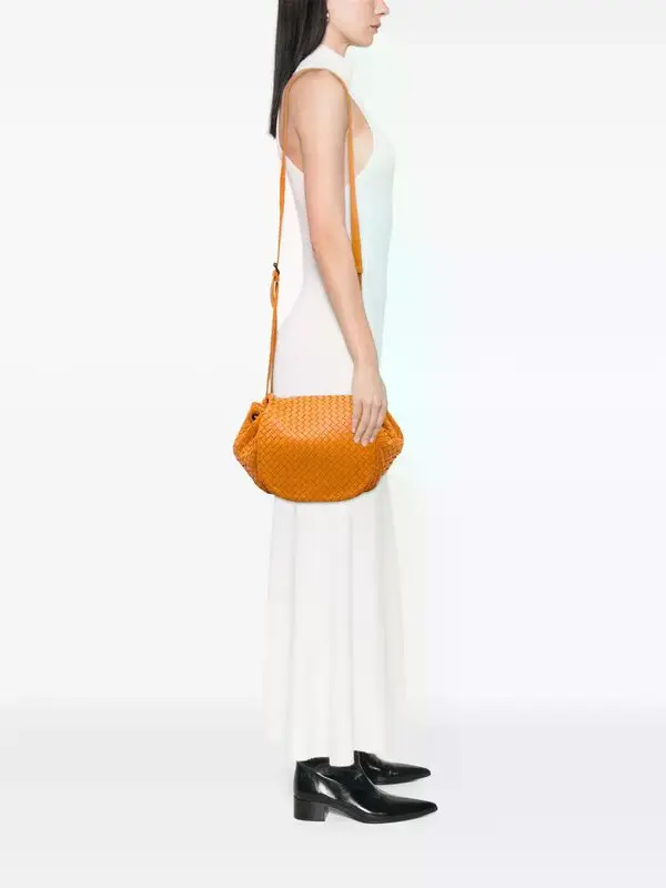 Bottega Veneta Woven Nappa Leather Flap Crossbody Bag - Orange
